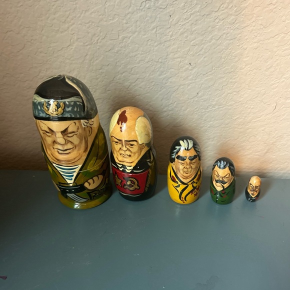 Other | Vintage Poccnr Russian Leaders Nesting Doll 5 Piece Set Stalin ...